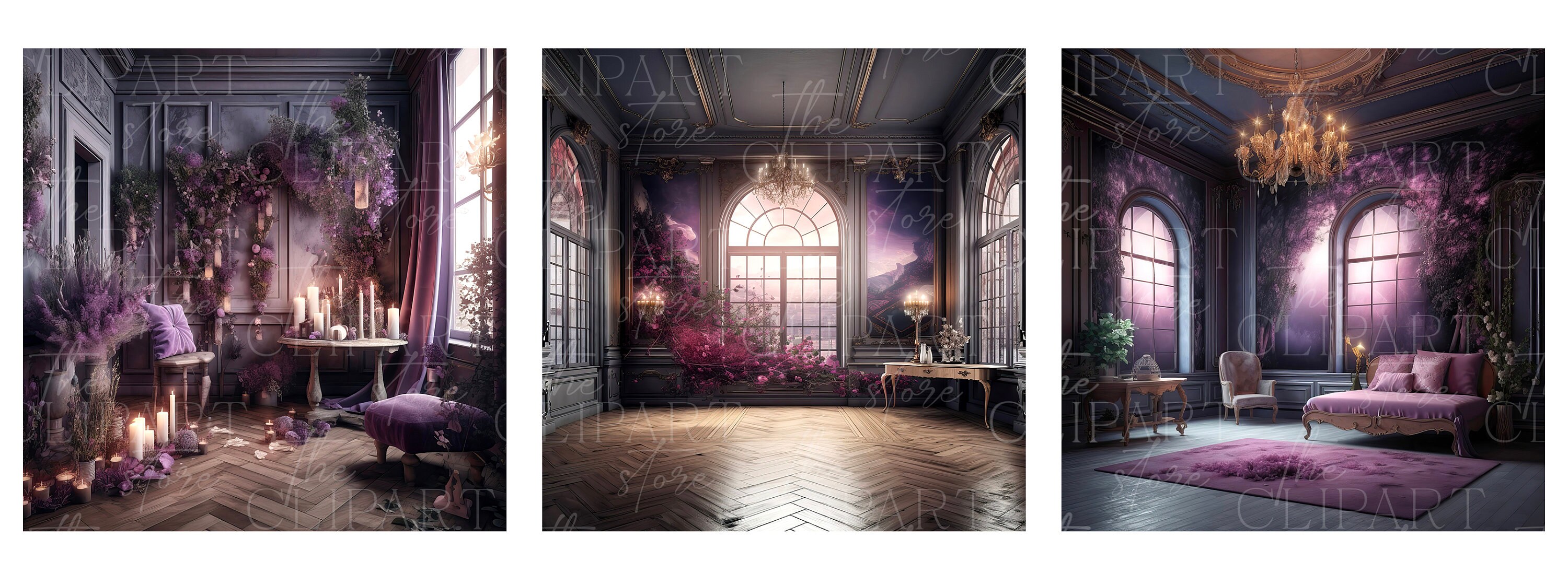 15 Digital Backdrops, Violet Floral Canvas, Maternity Backdrop Overlays ...