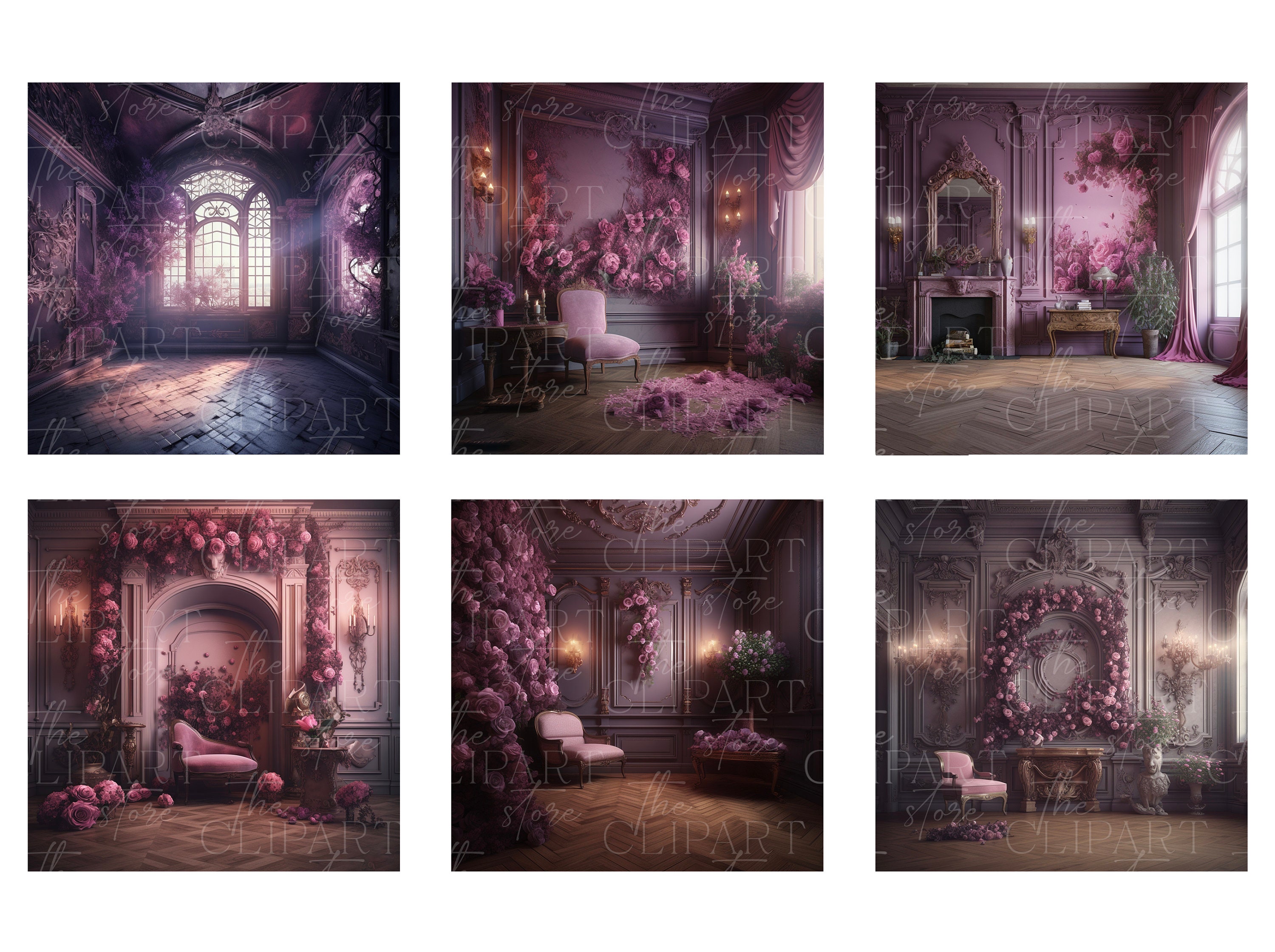 20 Digital Backdrops, Purple Fantasy, Maternity Backdrop Overlays ...