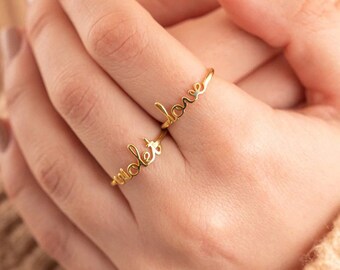 Cursive Name Ring - Etsy