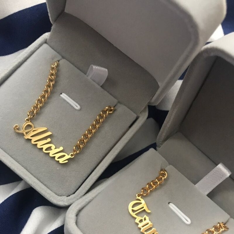 THICK CURB CHAIN Name Necklace Gold Curb Silver Curbchain - Etsy