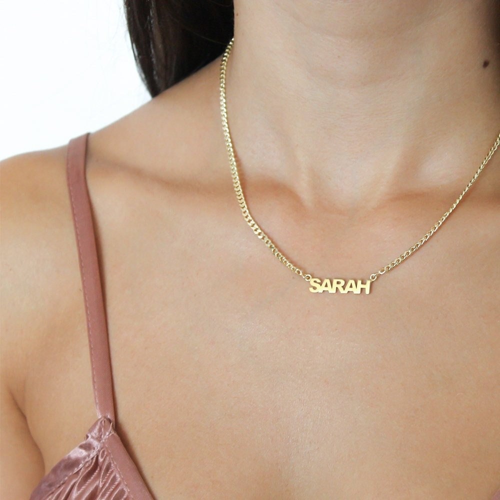 THICK CURB CHAIN Name Necklace Gold Curb Silver Curbchain - Etsy