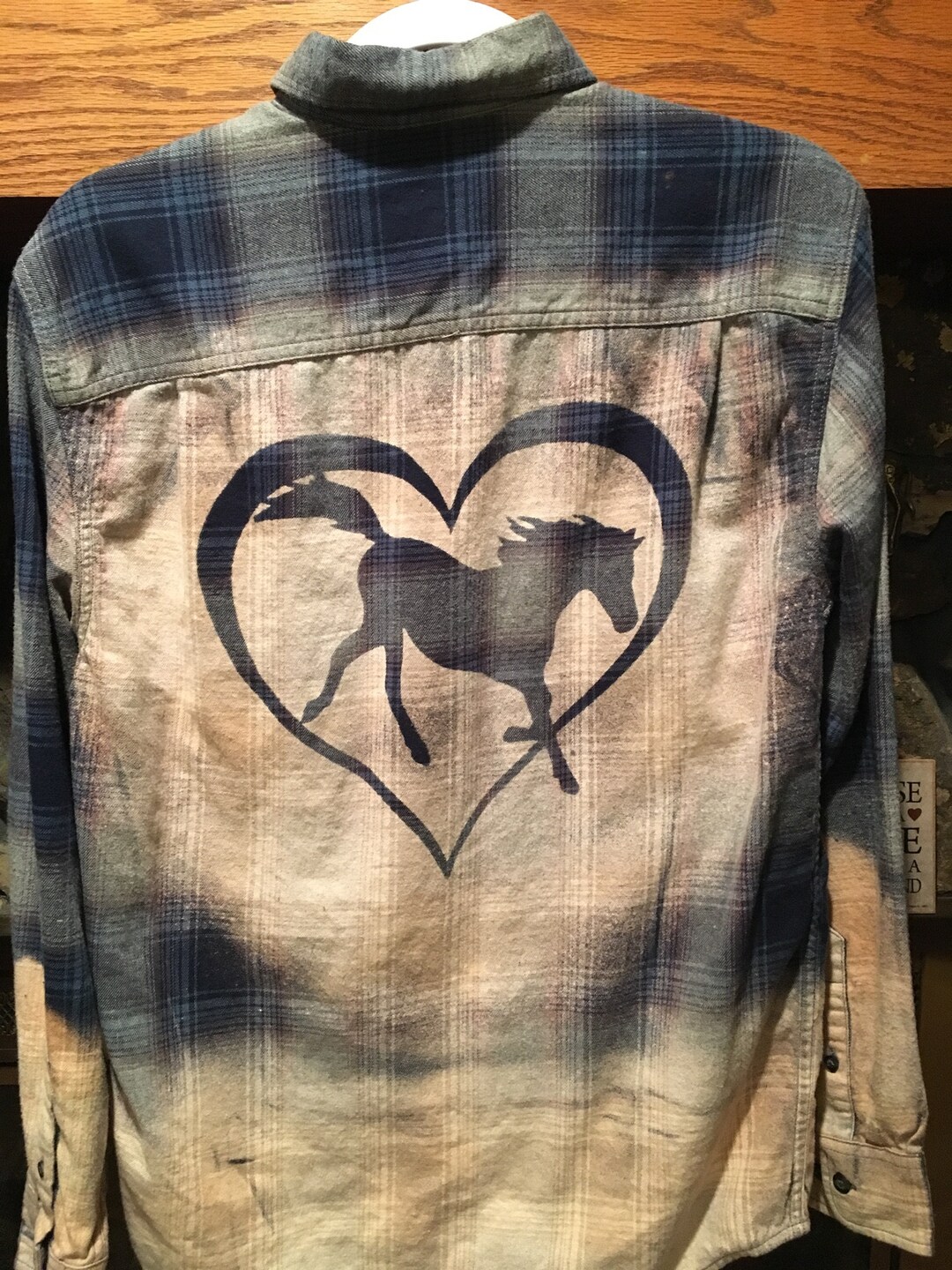 Custom Bleached Flannel - Horse Heart - Etsy