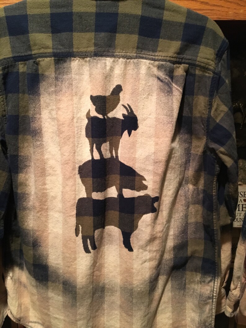 Custom Bleached Flannel Shirt - Farm Stack - Etsy