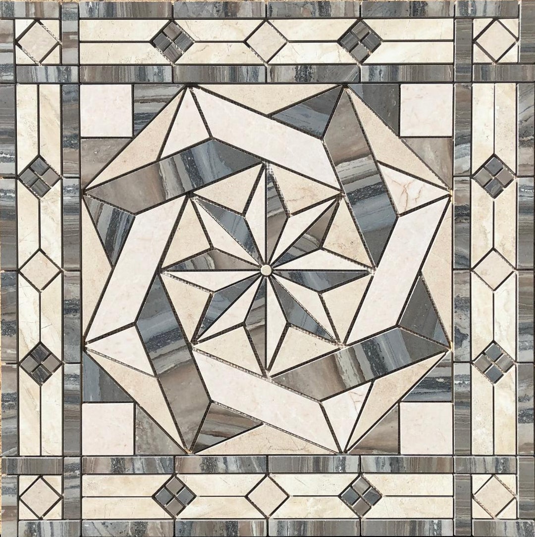32" X 32" Tile Medallion Deco Mosaic Accent - Happy Floors Exotic Stone ...