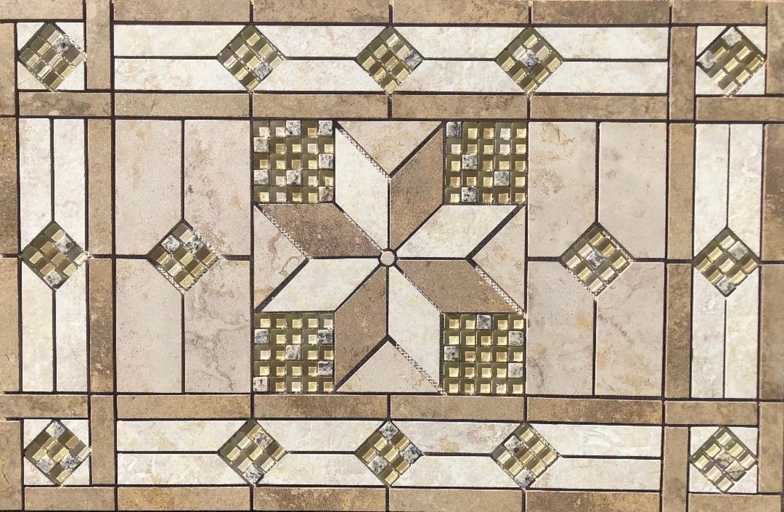 32" X 20 3/4" Tile Medallion & Glass Inlay - Daltile's Sandalo Tile ...