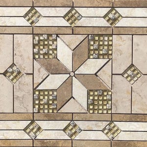 32" X 20 3/4" Tile Medallion & Glass Inlay - Daltile's Sandalo Tile ...