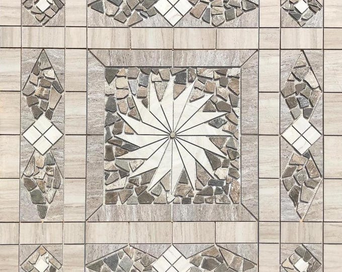 36" X 36" Tile Medallion Mosaic Mural - Home Depot Slate Look Tile ...