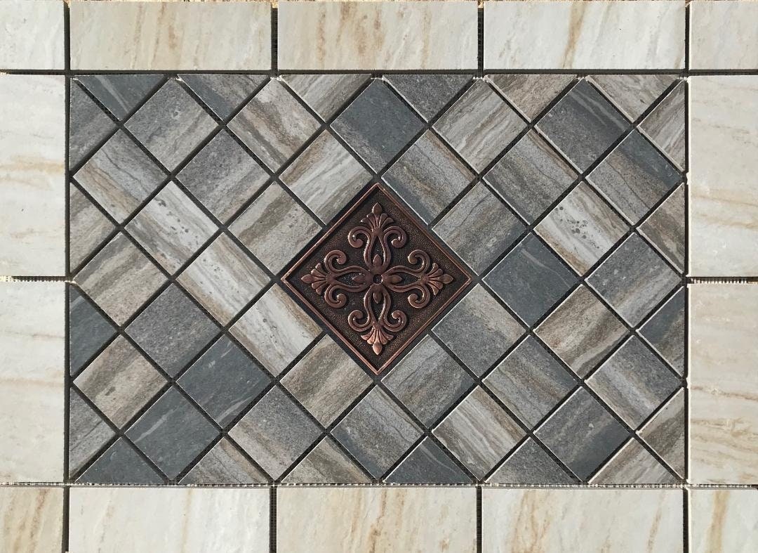 21" X 15 3/8" Tile Medallion - Happy Floors Tivoli Tile - Metal Accent ...