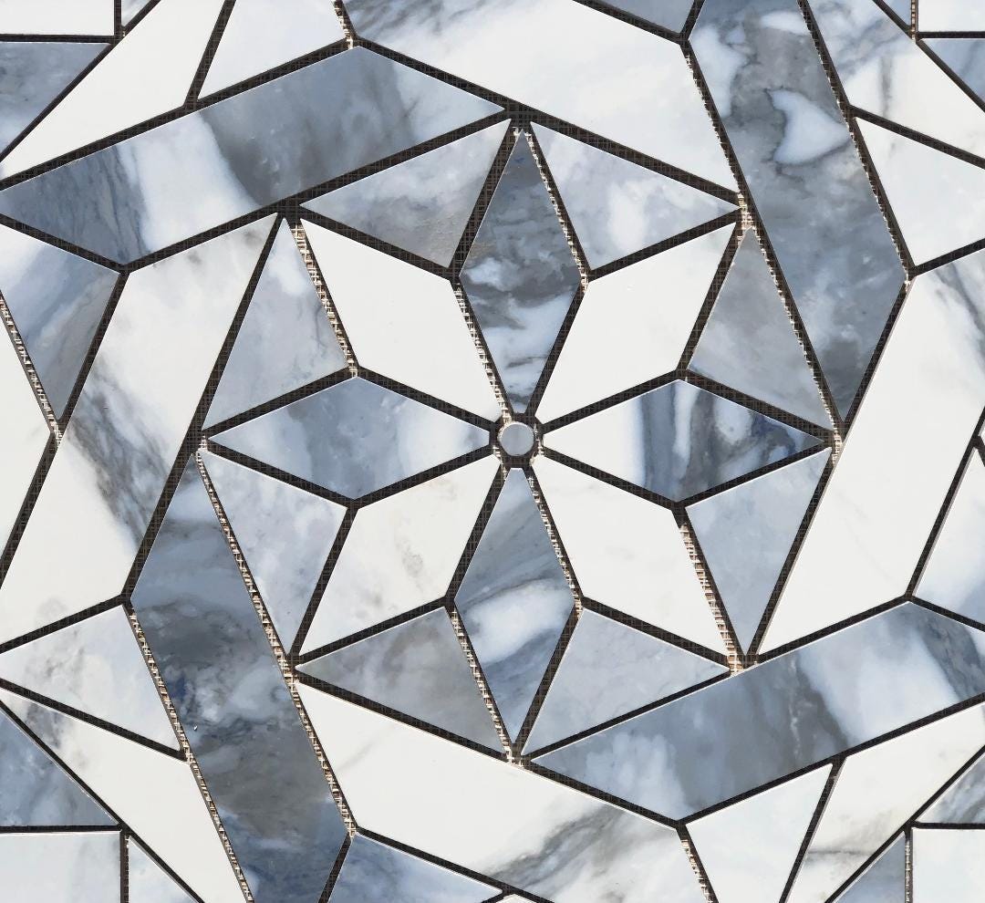 36" X 36" Tile Medallion - Happy Floors Crash Blue Tile Series - Etsy