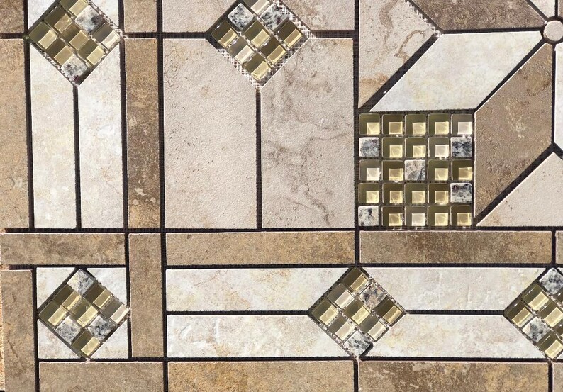 32" X 20 3/4" Tile Medallion & Glass Inlay - Daltile's Sandalo Tile ...