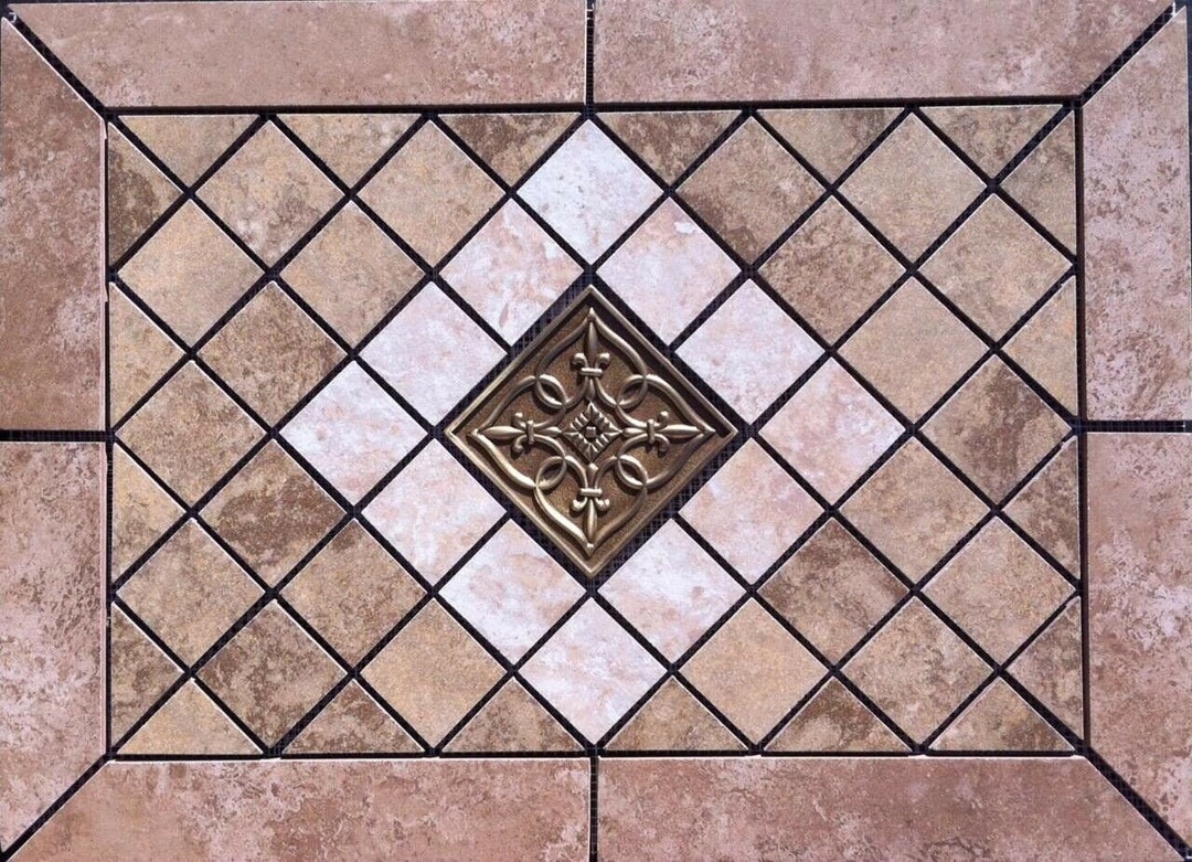 21 7/8" X 15 7/8" Tile Medallion - Daltile Sandalo & Heathland - Metal ...