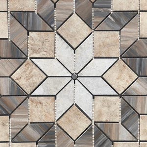36" X 36" Tile Medallion - Happy Floors Paint Stone & Lowes Mesa Beige ...