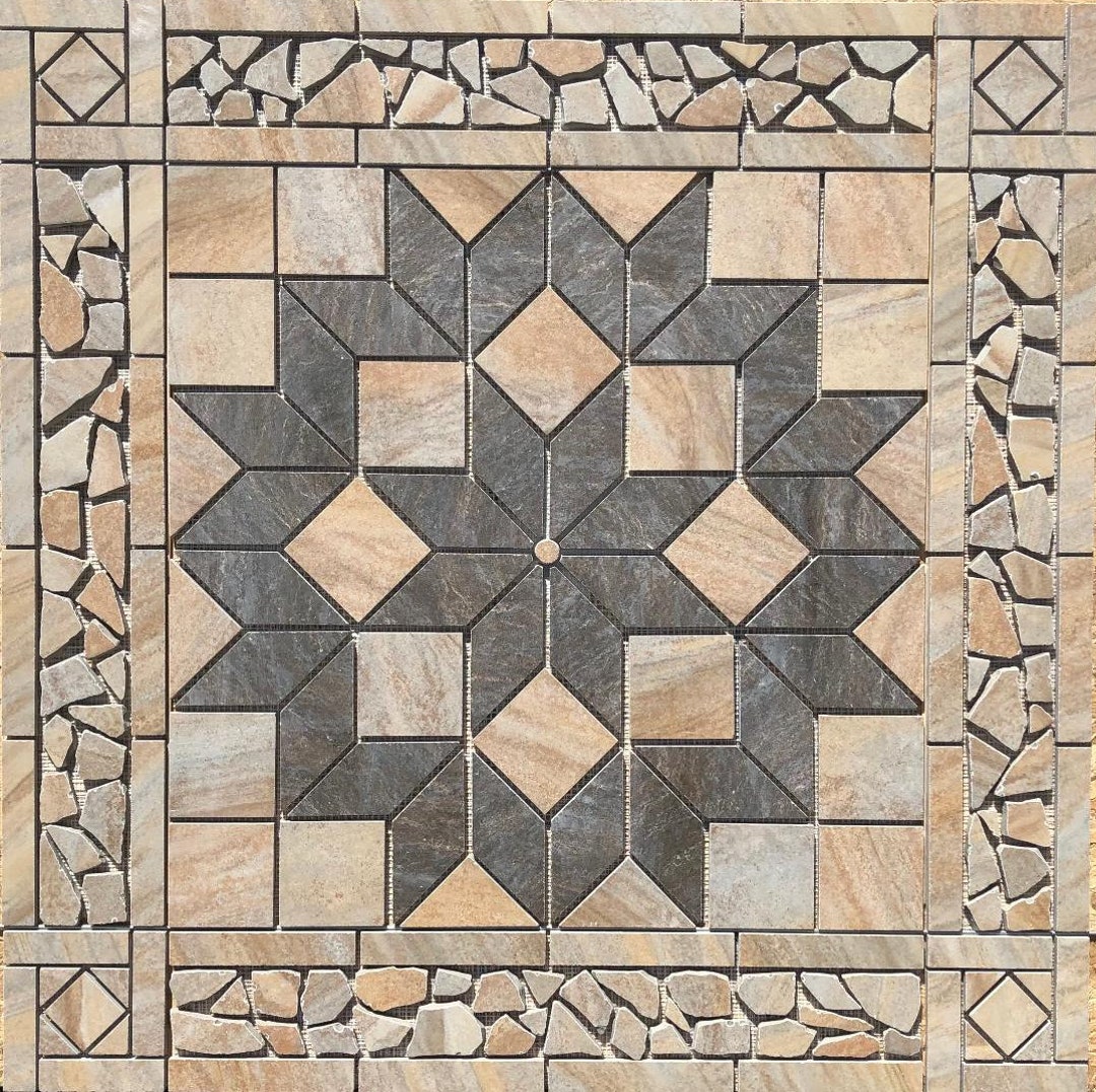 32" X 32" Tile Floor Medallion Deco Mosaic - Ragno Boardwalk Tile ...