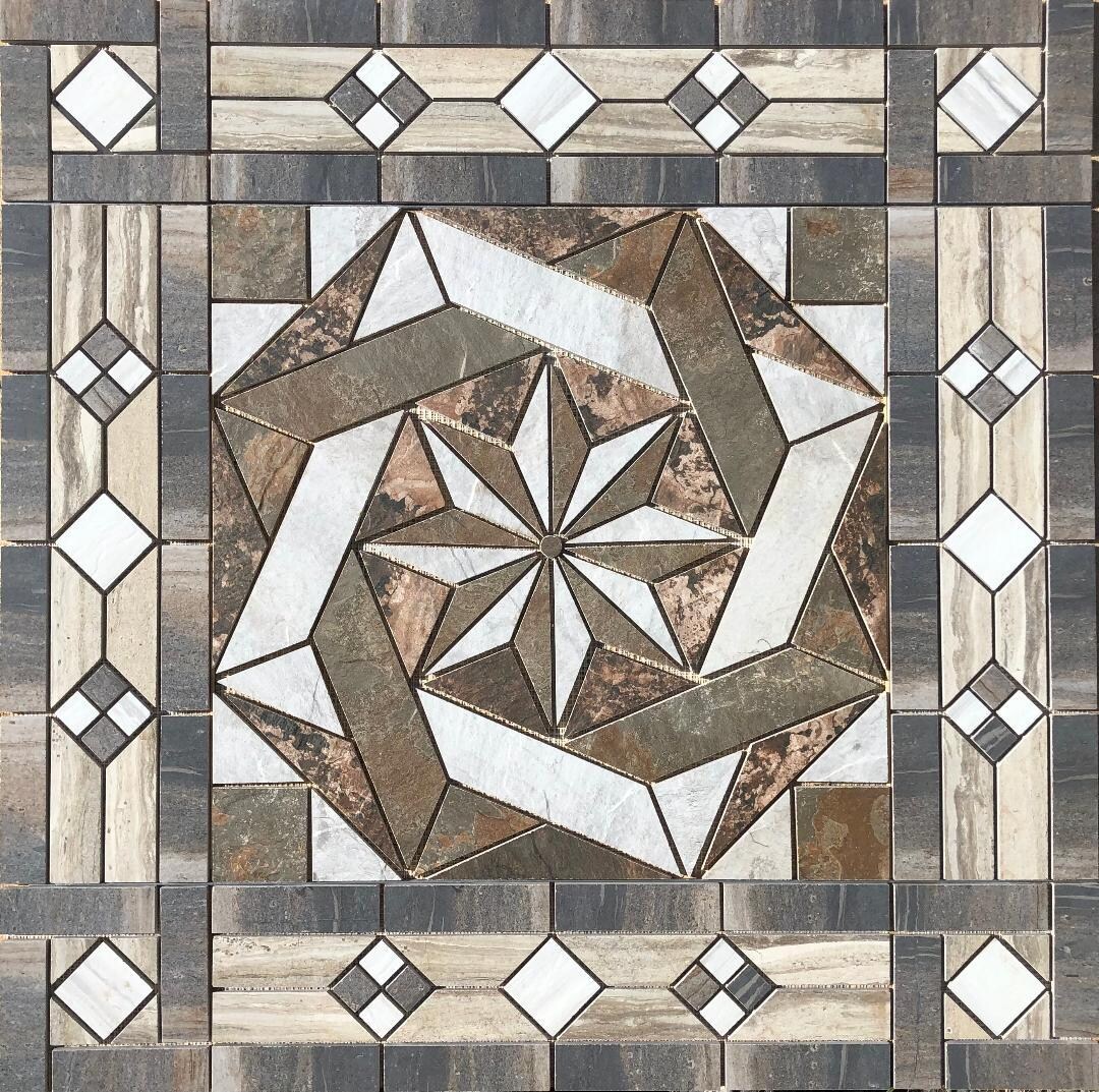 36" X 36" Tile Medallion Mosaic - Happy Floors Tivoli & Slate Tile ...