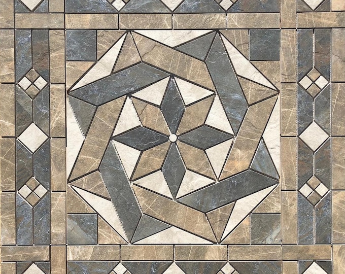 36" X 36" Tile Medallion Mosaic - Happy Floors Phoenix Tile Series - Etsy