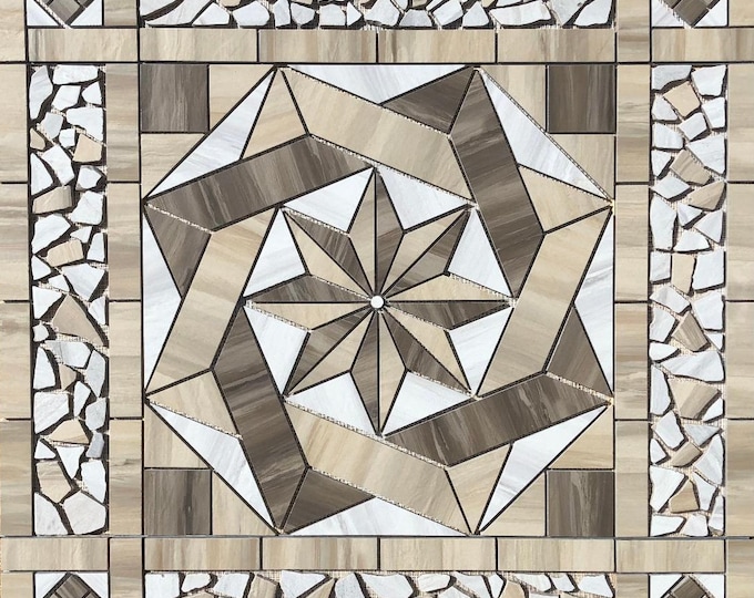 36" X 36" Tile Medallion Mosaic - Daltile Del Monoco Tile Series - Etsy