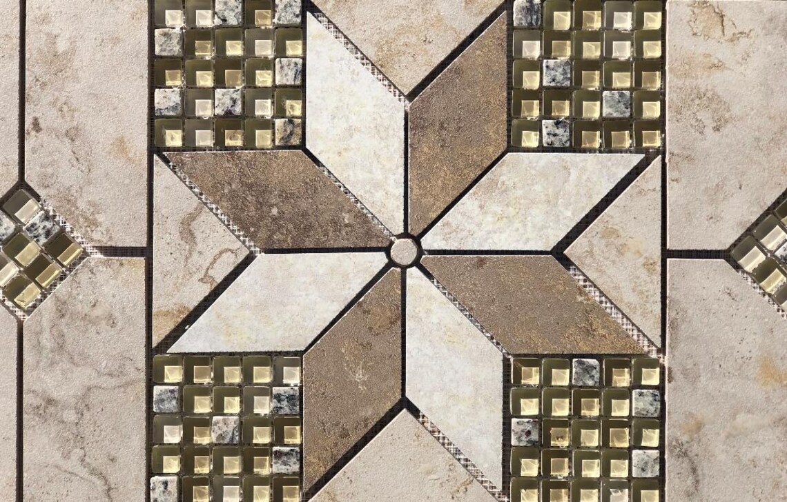 32" X 20 3/4" Tile Medallion & Glass Inlay - Daltile's Sandalo Tile ...