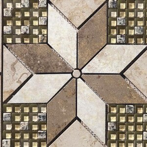 32" X 20 3/4" Tile Medallion & Glass Inlay - Daltile's Sandalo Tile ...