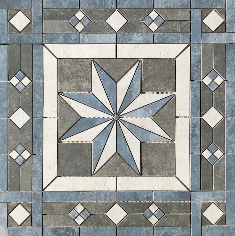 36 X 36 Tile Medallion Deco Mosaic Accent Happy - Etsy