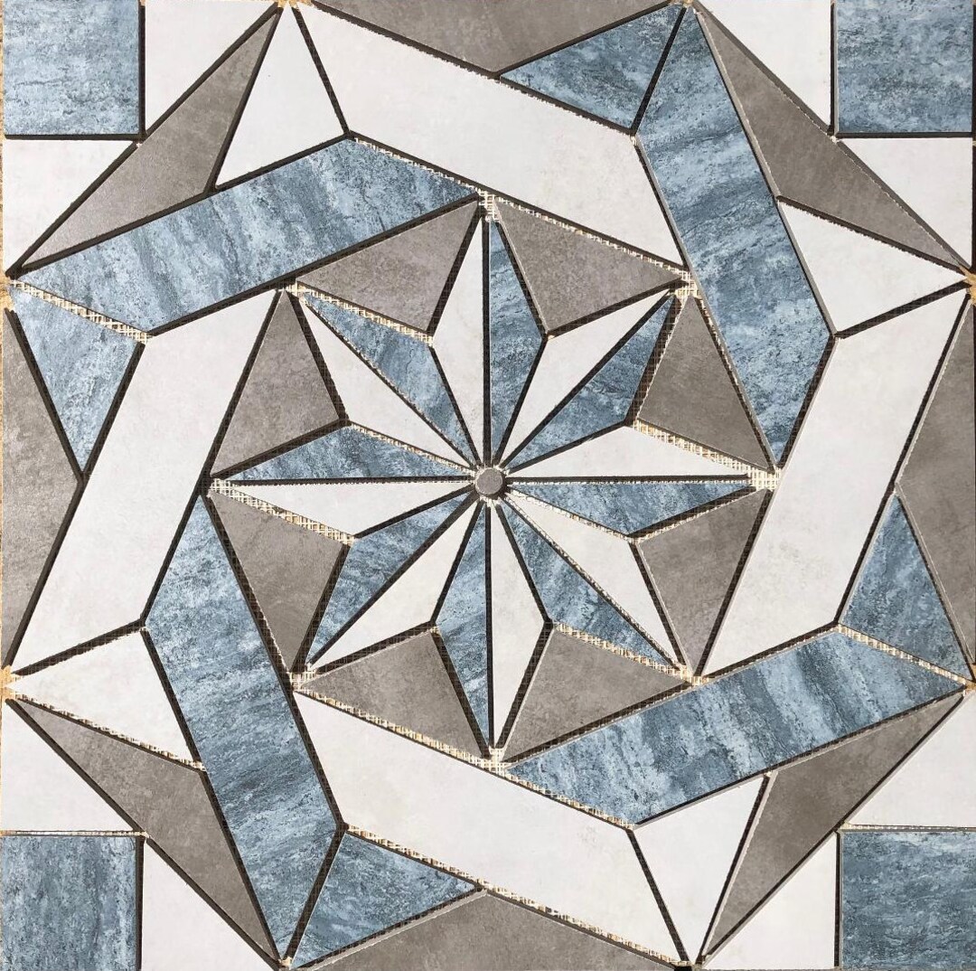 Handmade Blue Tile Medallion Mural: 22.25" Porcelain Accent Tile - Etsy