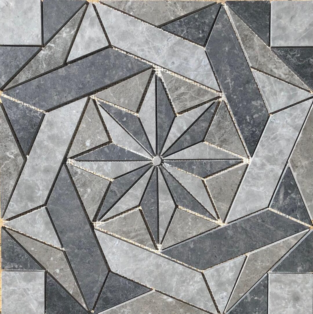 22 1/4 X 22 1/4 Tile Medallion Mural Florida Tile Series, Grey Tones - Etsy