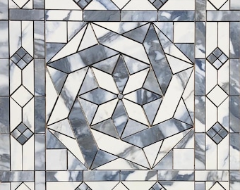 36" X 36" Tile Medallion - Happy Floors Crash Blue Tile Series - Etsy