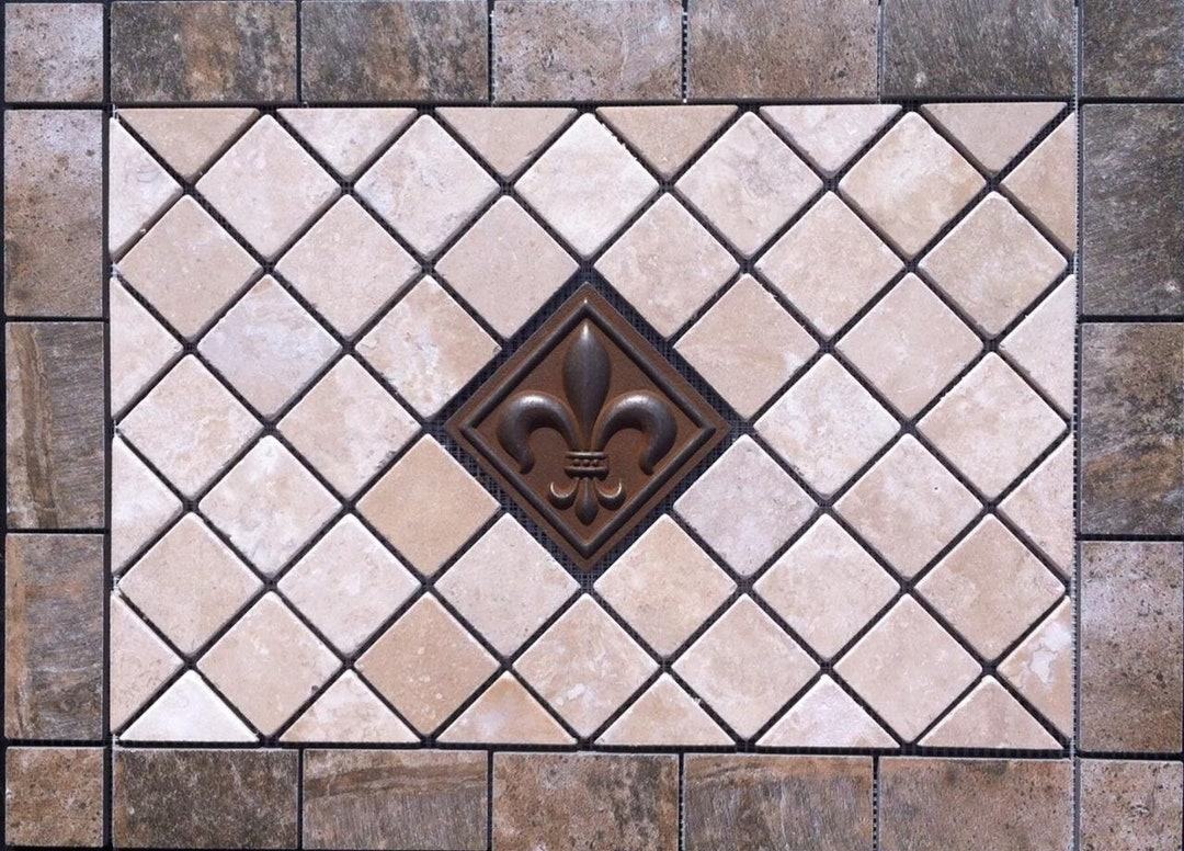 21 1/2" X 15 5/8" Stone & Tile Medallion - Daltile Porada Tile - Wall ...