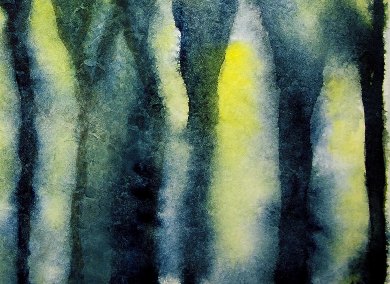 Cypress Tree Art Original Watercolor Landscape Painting Semi - Etsy