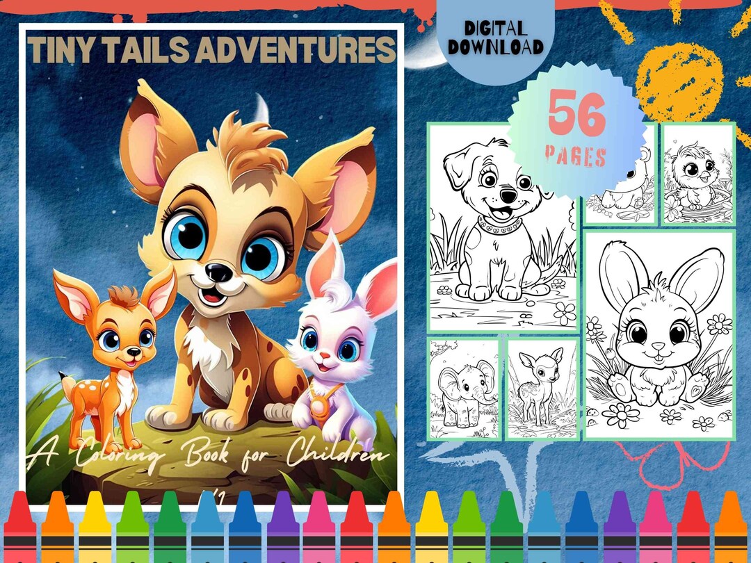 Tiny Tails Adventures: A Coloring Book for Children V.1 Stress Relief ...