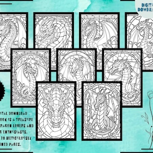 Mystic Dragons: A Stained Glass Coloring Adventure V.1 | Printable ...