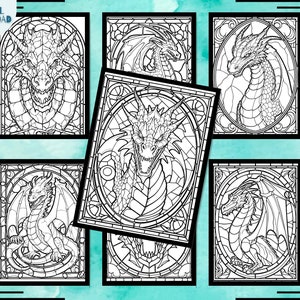 Mystic Dragons: A Stained Glass Coloring Adventure V.1 | Printable ...
