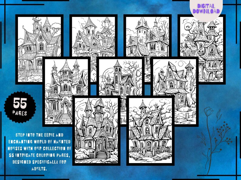 Ghostly Mansions: Haunted House Coloring Book for Adults V.1 ...