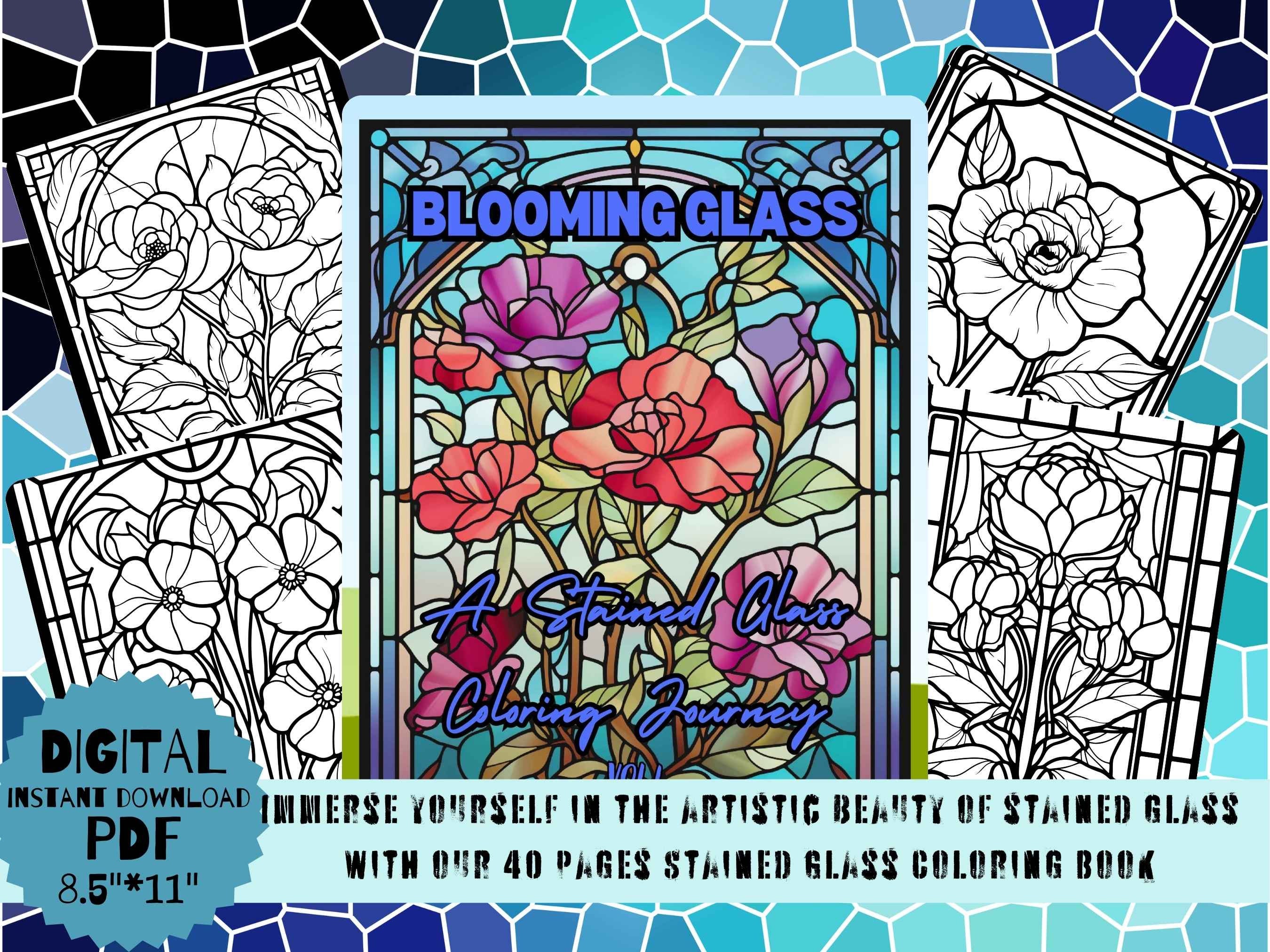40 Pages Stained Glass Coloring Book V.1 Printable Adult Coloring Pages ...