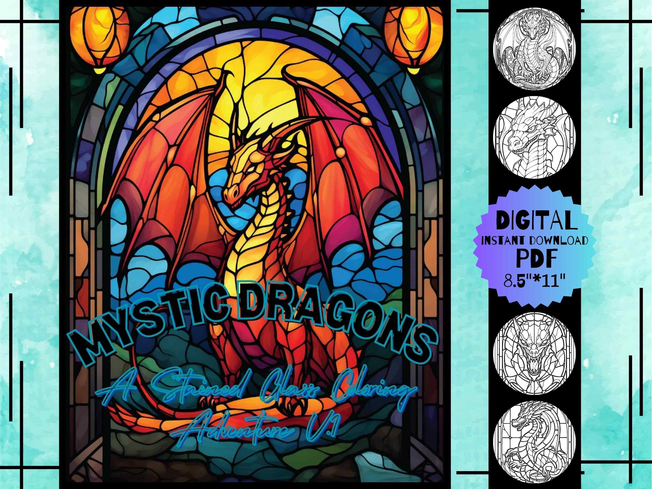 Mystic Dragons: A Stained Glass Coloring Adventure V.1 | Printable ...