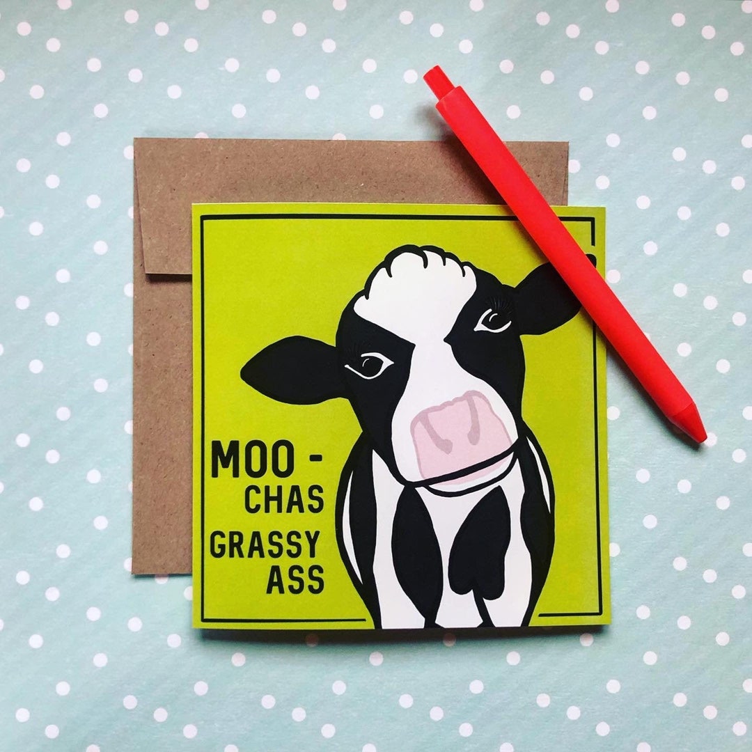 Moo-chas Grassy-ass Card - Etsy