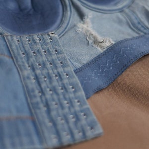 NEW BEAUTIFUL Spice Girls Stylish Rocker Soft Blue Denim Bra Top Corset ...