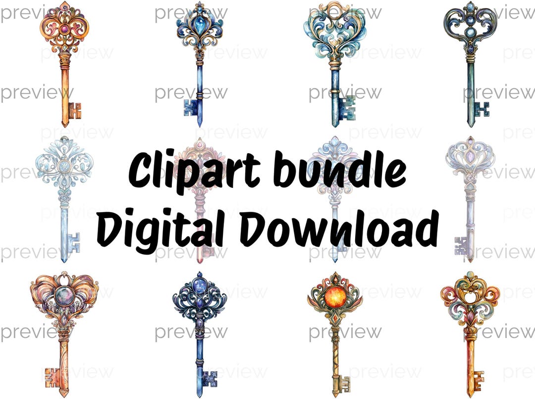 Magical Key Clipart Bundle Set PNG Designs - Whimsical Fantasy-inspired ...