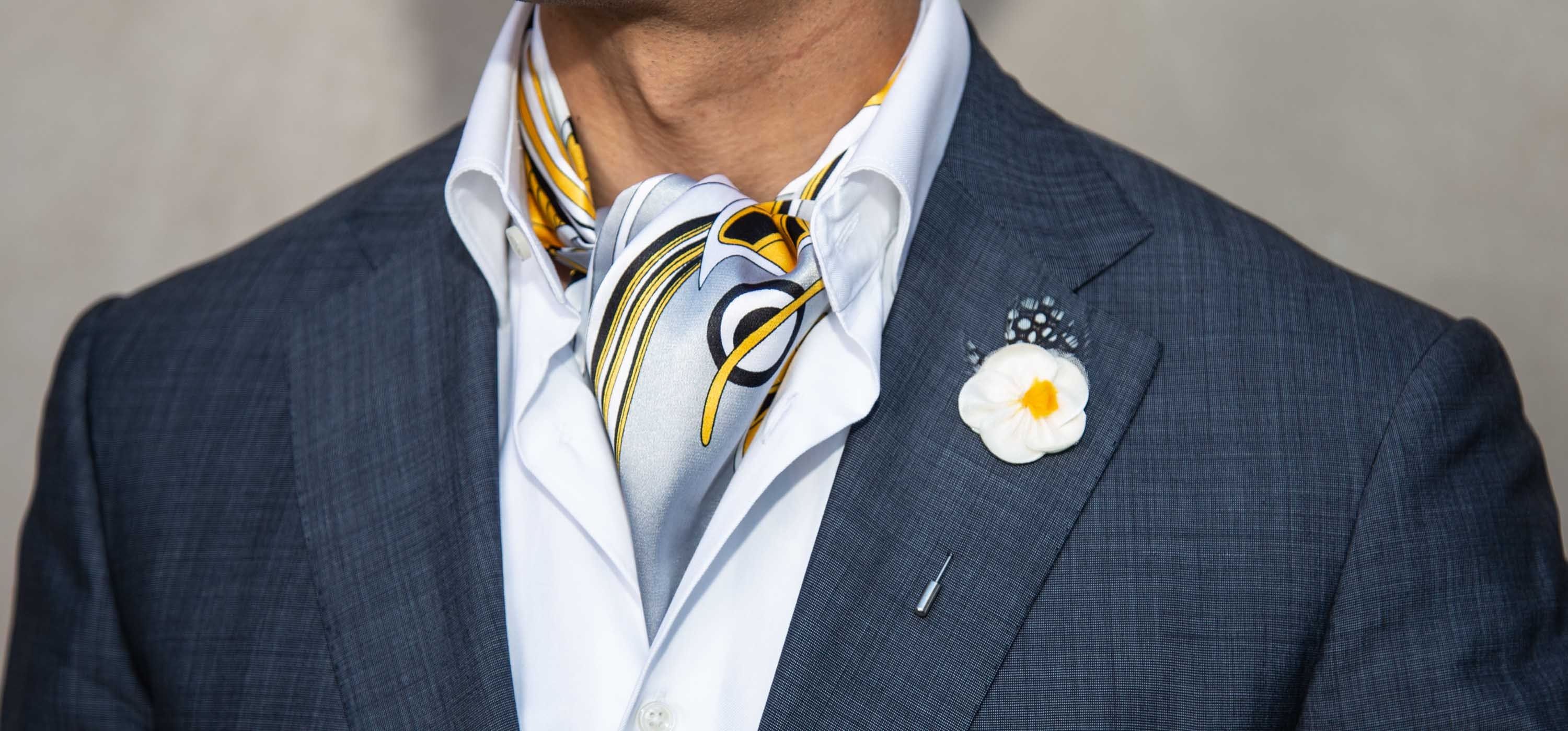 Yellow & Black Paisley Silk Ascot and A Pocket Square Set - Etsy