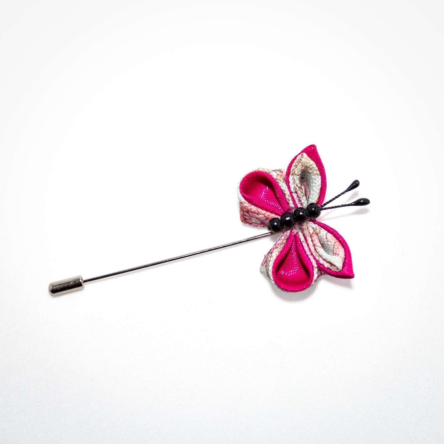 Pink & White Long Stem Butterfly Fabric Lapel Pin - Etsy