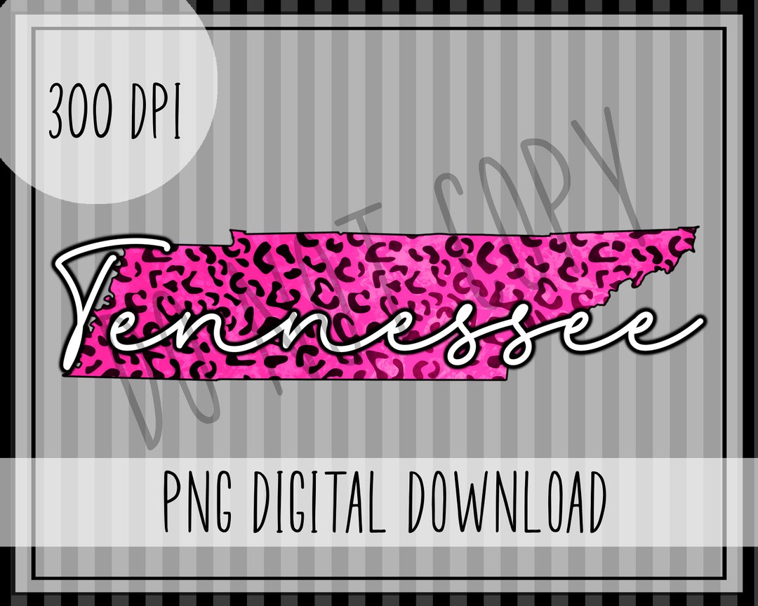 State of Tennessee PNG Designs for Women T-shirts, Hot Pink Leopard PNG ...
