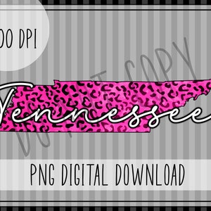 State of Tennessee PNG Designs for Women T-shirts, Hot Pink Leopard PNG ...