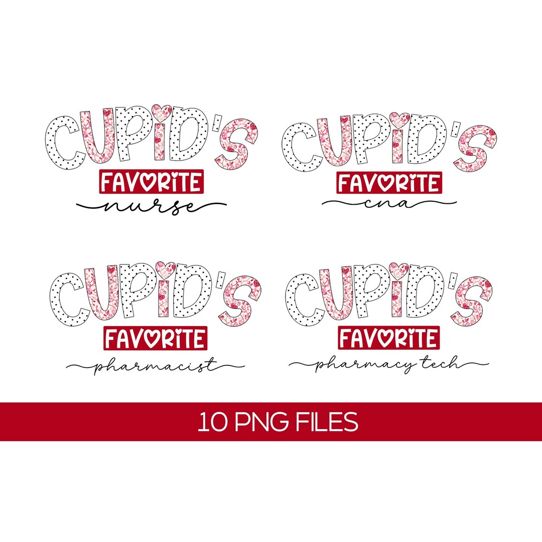 Valentine Medical PNG Bundle Cupid Favorite Nurse CNA Pharmacist ...