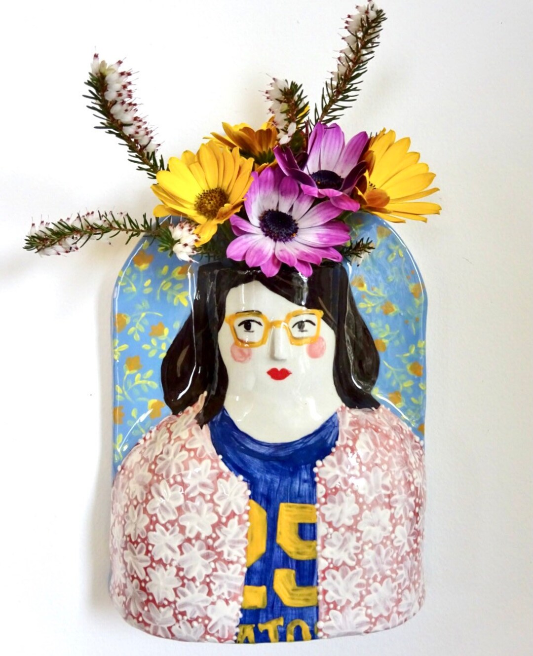 Vase en céramique en forme de femme à accrocher au mur - Etsy France