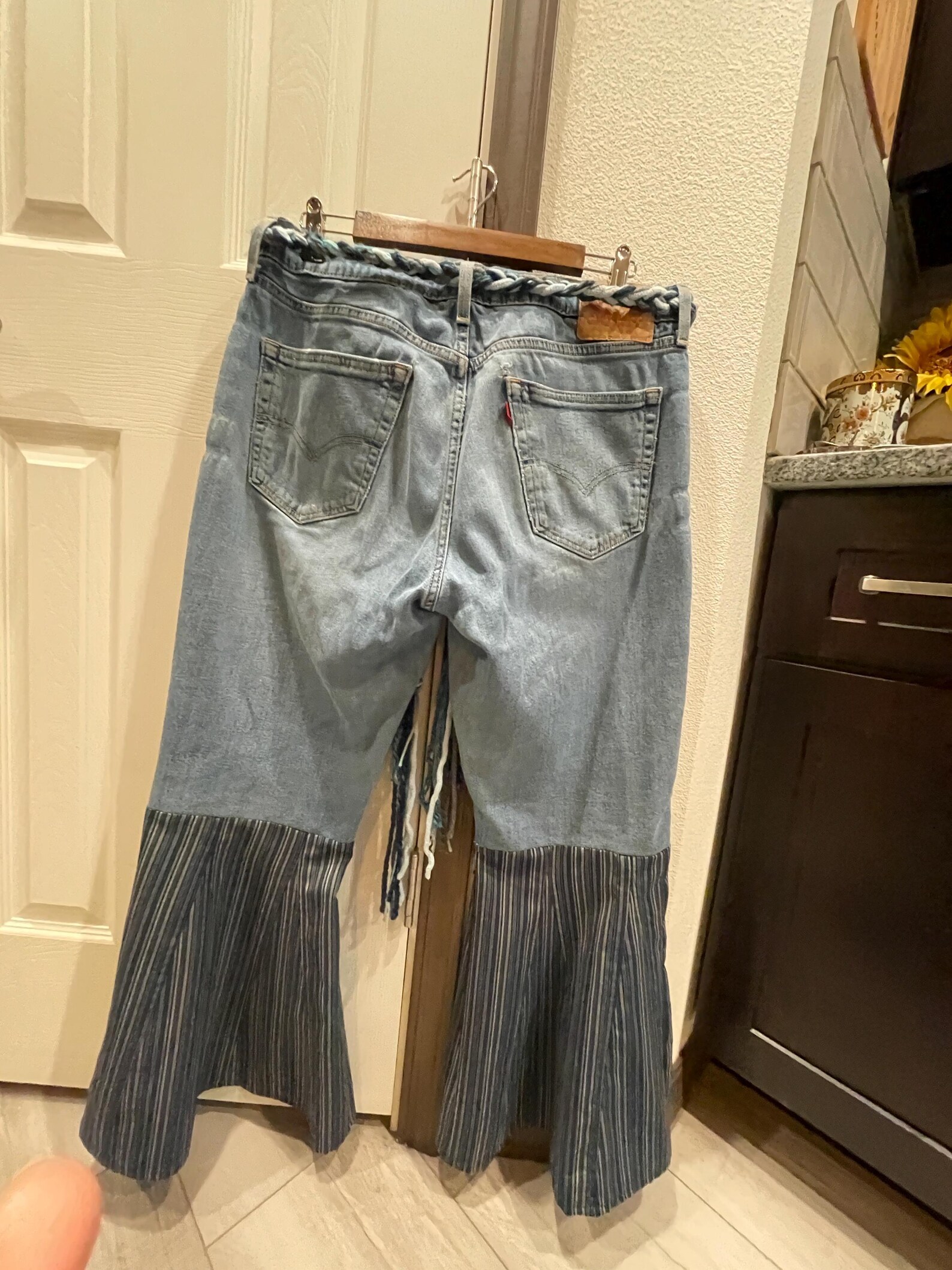 Upcycled One of a Kind Boho Hippee Flared Leg Jeans. Levis 33/30 - Etsy