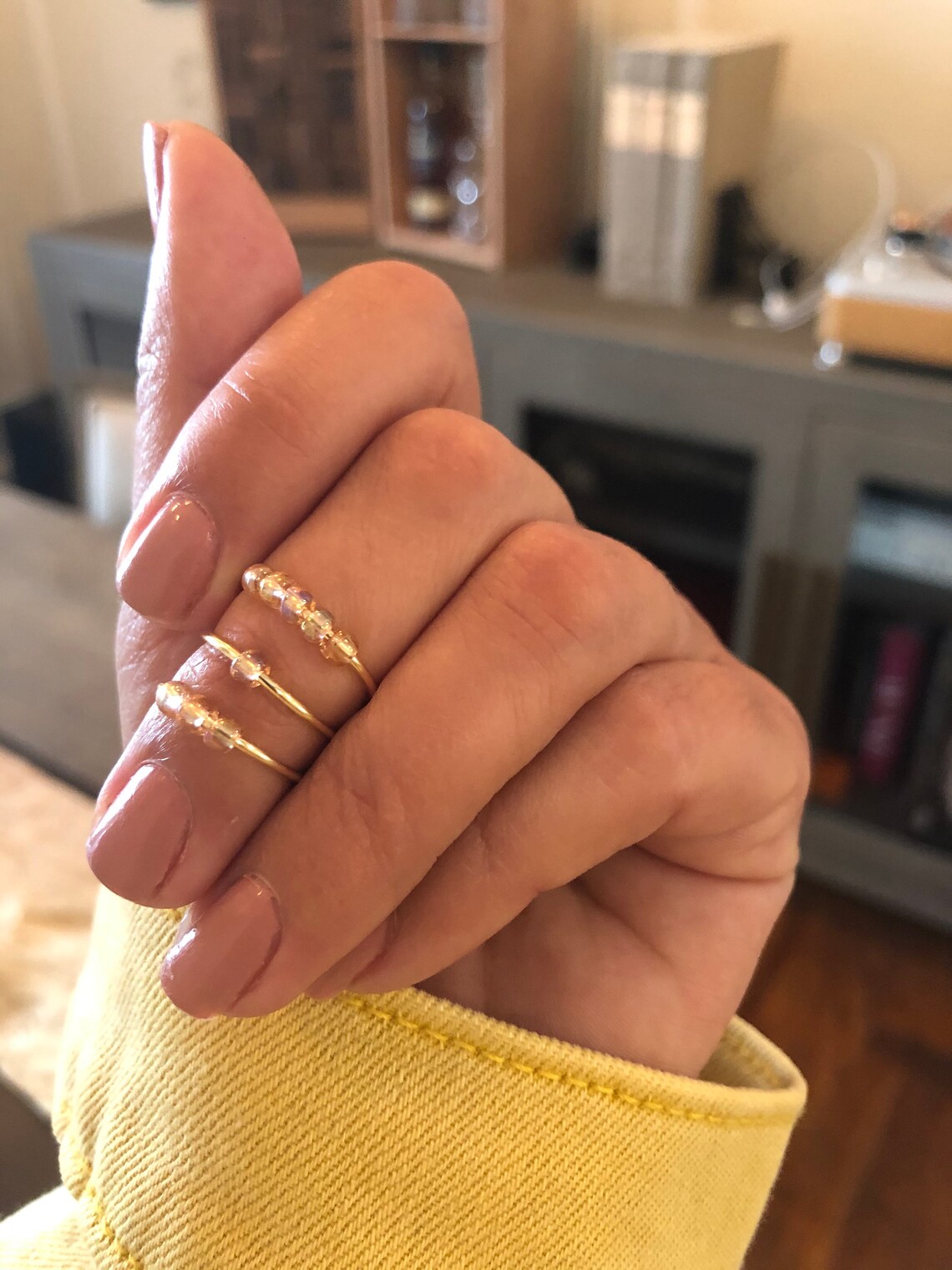 Pink ring set of 3 fidget stacking ring set rose gold | Etsy