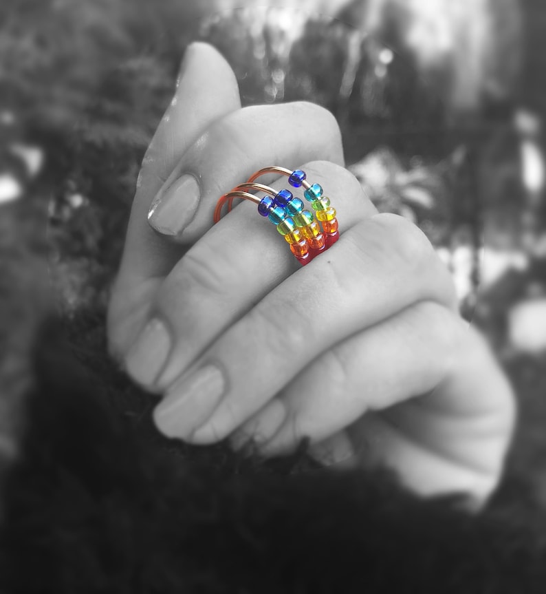 Rainbow Ring Set Rainbow Rings Chakra Ring Fidget Ring | Etsy