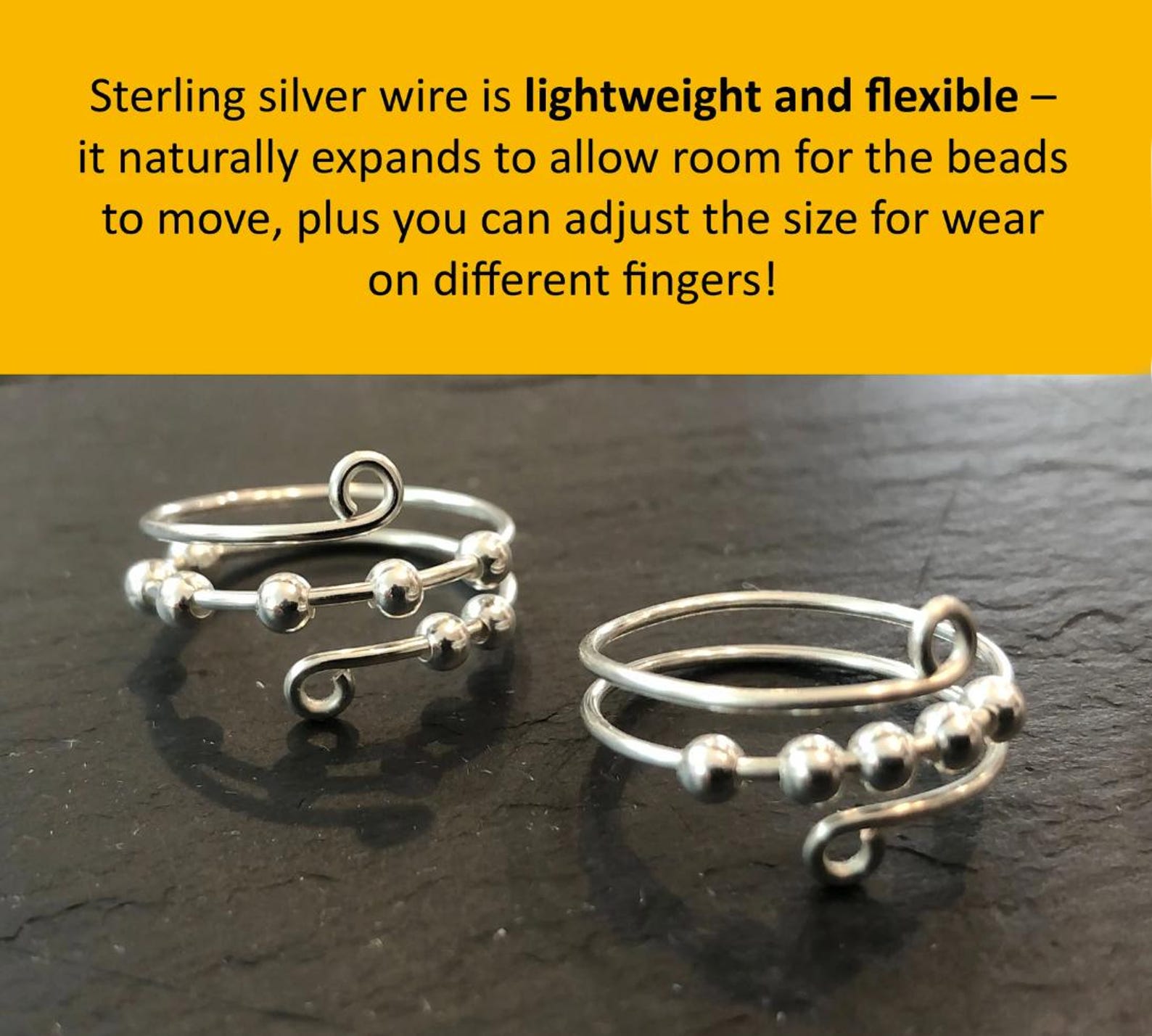 Sterling Silver Fidget Ring, Choose Your Number of Beads - Etsy