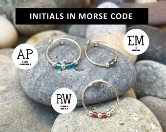 Morse Code Initial Ring - Etsy