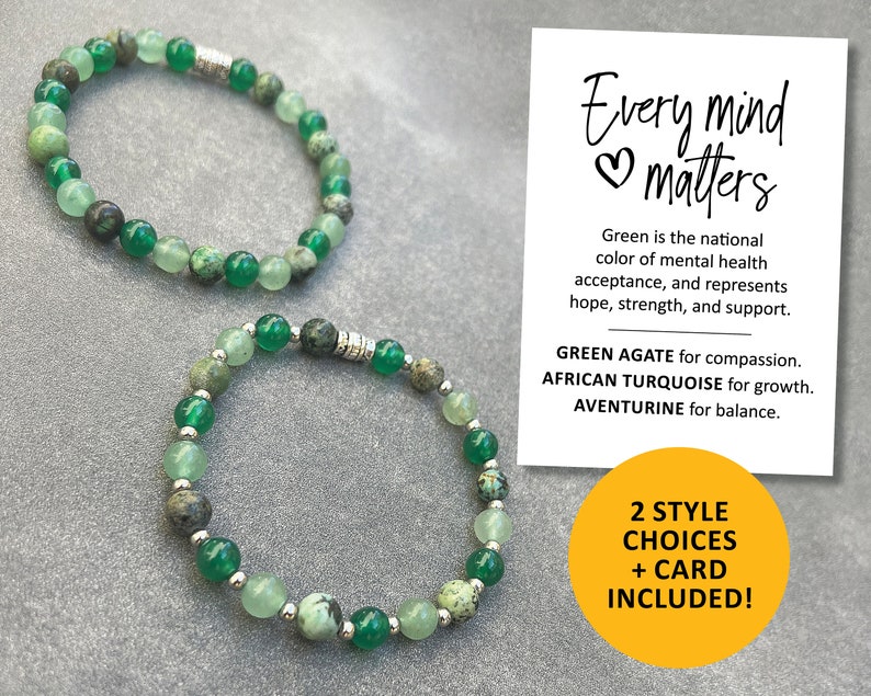 Mental Health Awareness Bracelet, Green Jewelry - Etsy
