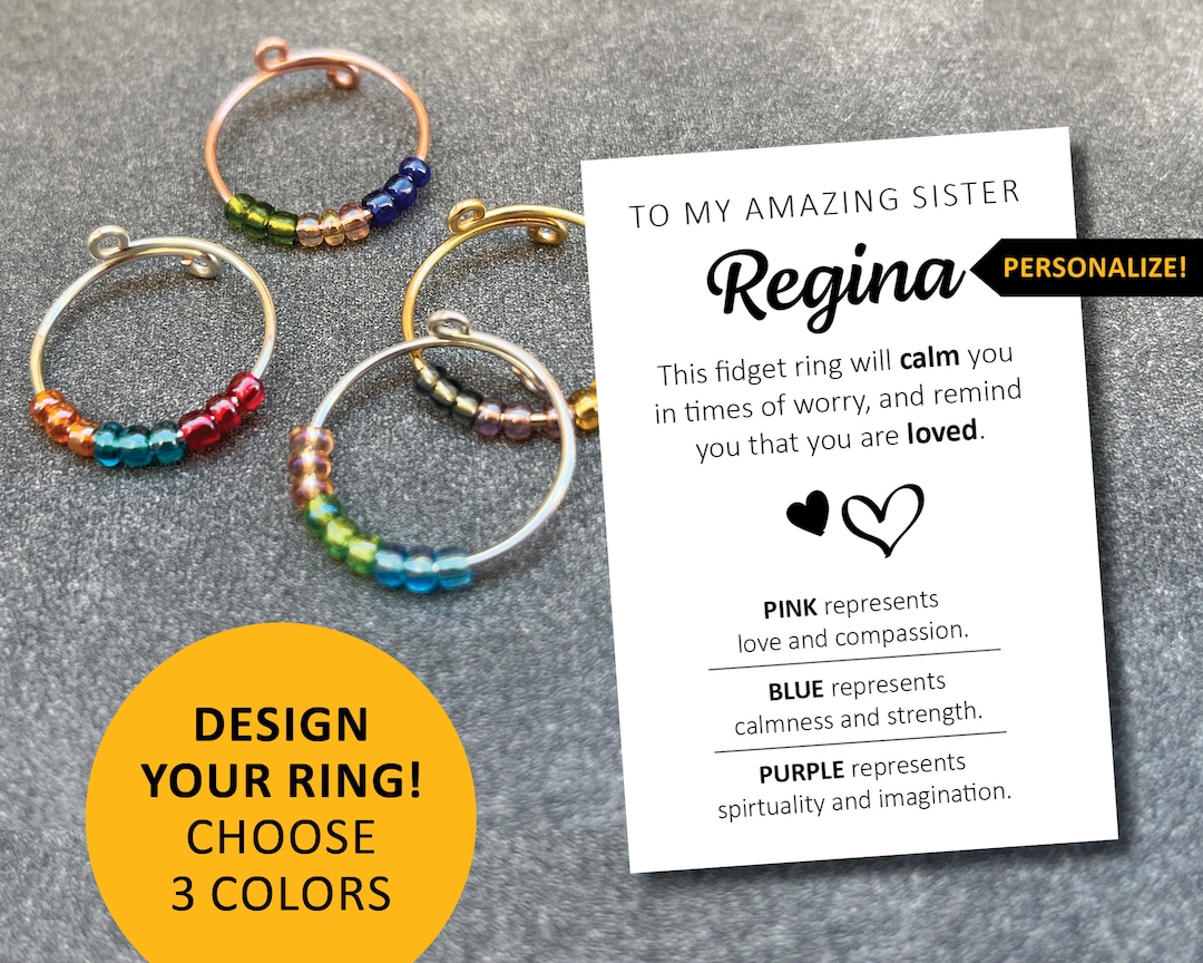 Sister Ring, Card With Name, Gift for Sisters, Fidget Rings, Anxiety ...